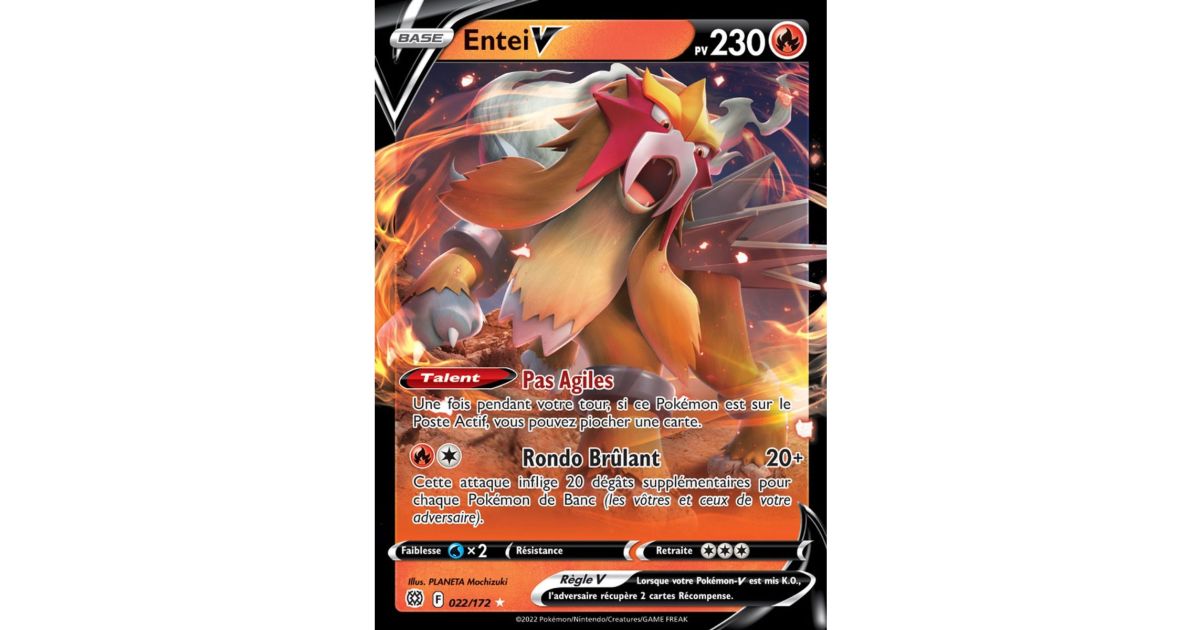Entei V - Ultra Rare 022/172 - EB09 Sword and Shield Sparkling Stars ...