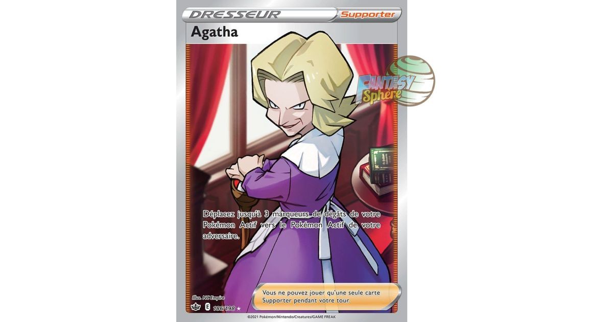 Pokémon - Agatha - Full Art Ultra Rare 186/198 - Sword and Shield Reign ...