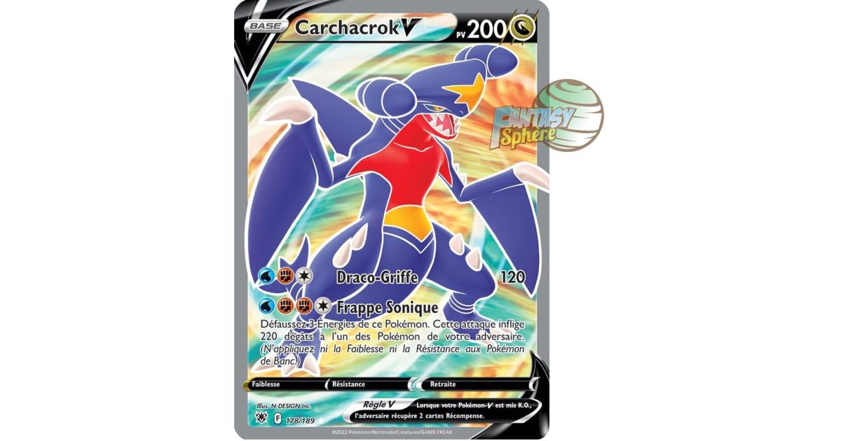 Pokémon - Garchomp V - Full Art Ultra Rare 178/189 - Sword and Shield ...