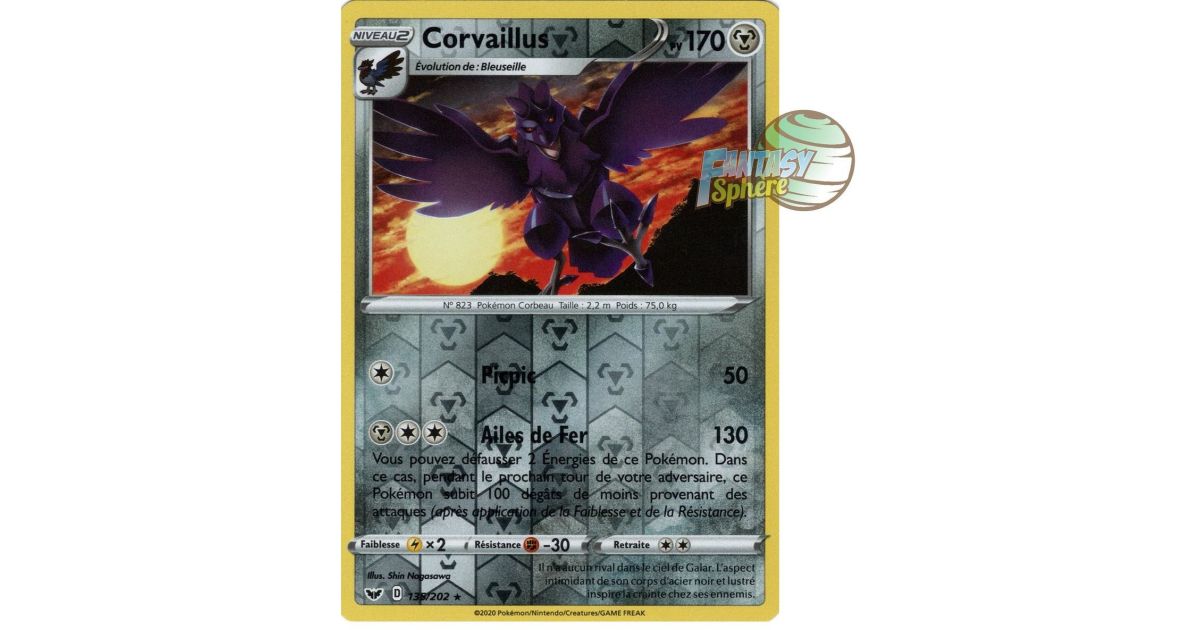 Corviknight - Reverse 135/202 - Sword and Shield 1 - Fantasy Sphere