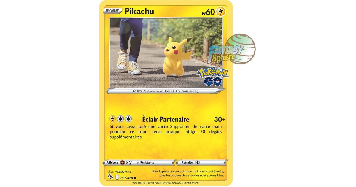 Pikachu - Common 27/78 - Sword and Shield 10.5 Pokemon GO - Fantasy Sphere