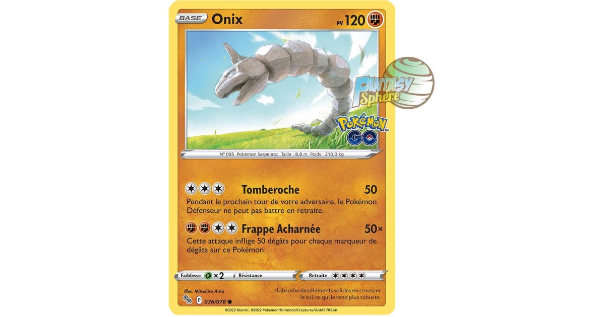 Onix - Common 36/78 - Sword and Shield 10.5 Pokemon GO - Fantasy Sphere