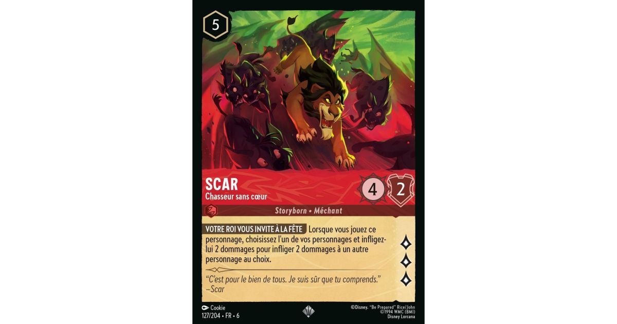 Scar, Heartless Hunter - 127/204 - AZS - The Azurite Sea - Super Rare ...