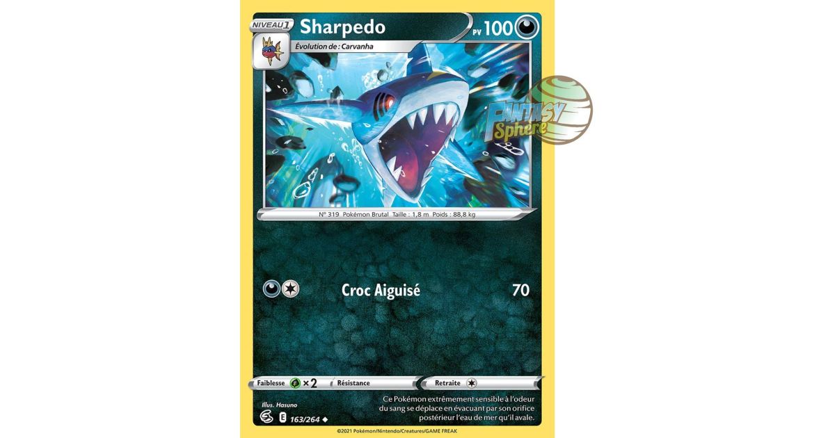 Sharpedo - Uncommon 163/264 - Sword and Shield 8 Fusion Fist - Fantasy ...